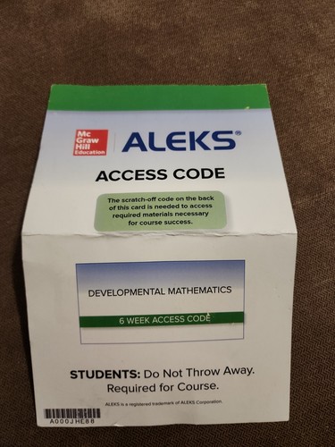 Aleks Access Code, 6 Weeks, Developmental Mathematics, ISBN ...