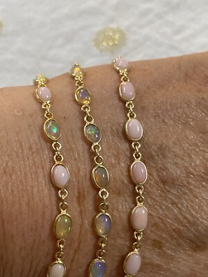 Rarities Carol Brodie 14K Gold Vermeil Pink Opal, Ethiopian Opal Bracelet Set | eBay