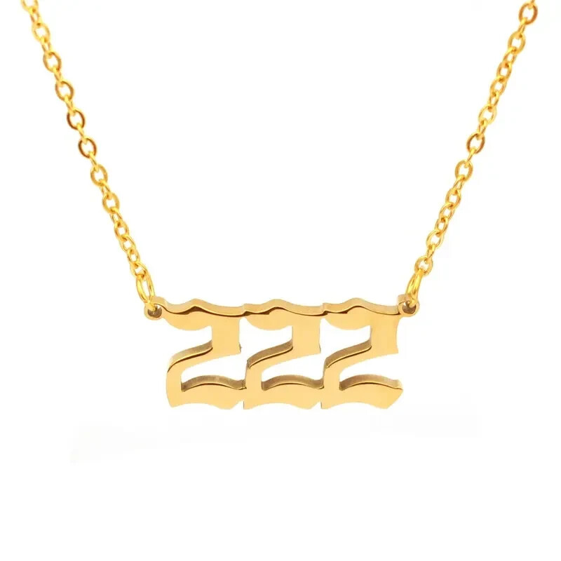 Gold 222 Angel Number Necklace, Jewelry Charms Minimalist Stainless ...