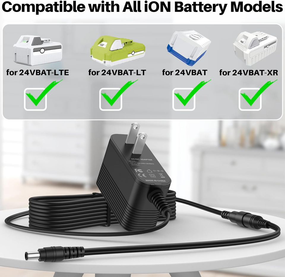 24V Battery Charger for Sun Joe 24V Lithium Ion Battery Charger for ...