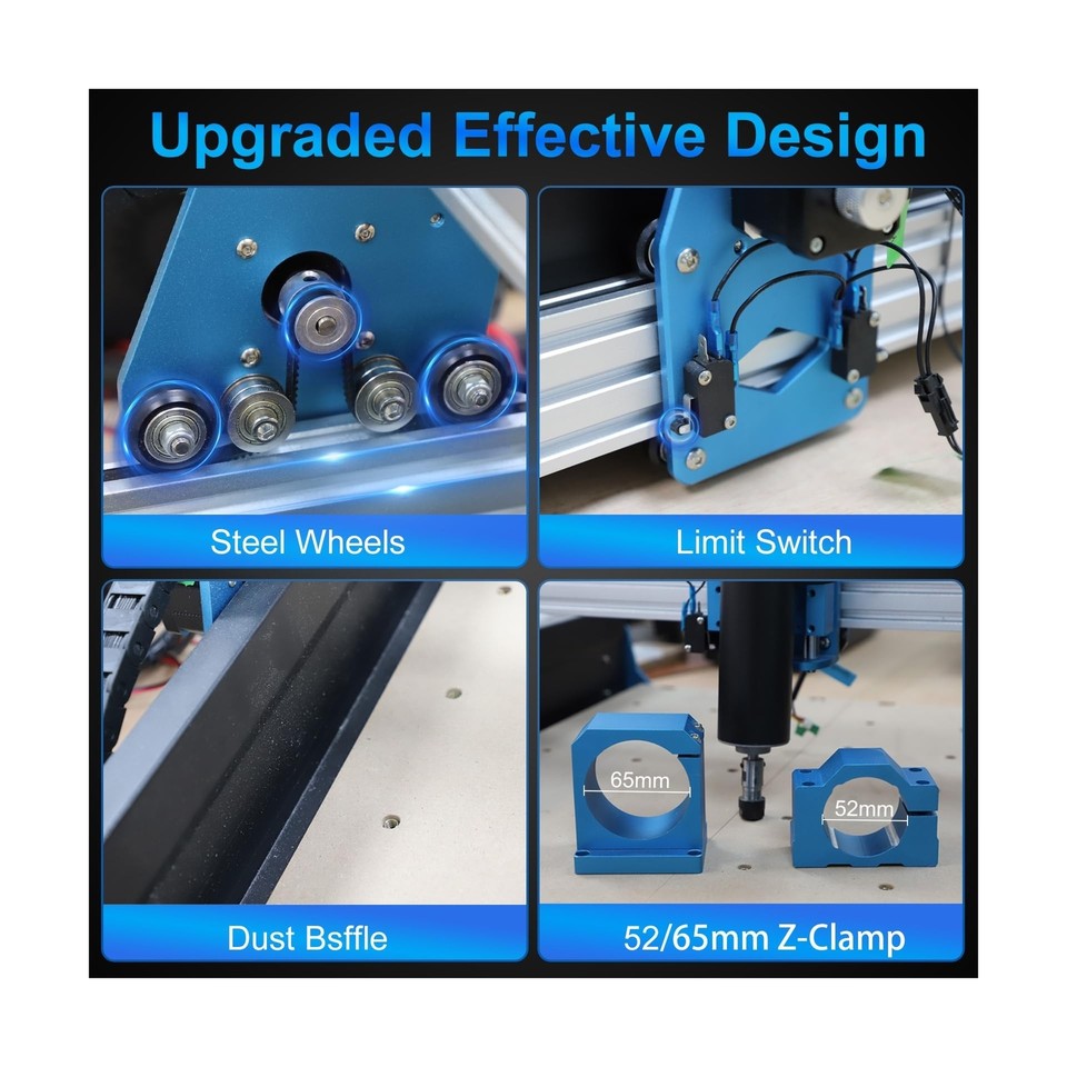 CNC Router Machine 4040 pro All Metal 3 Axis with Steel Wheel Engraver ...