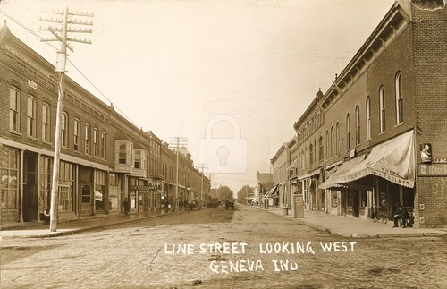 Line Street looking west, Geneva, IN Indiana 1913 RPPC Photo Postcard ...