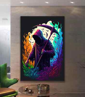 Rainbow Colorful Grim Reaper, Angel of Death Wall Art Canvas Unframed ...