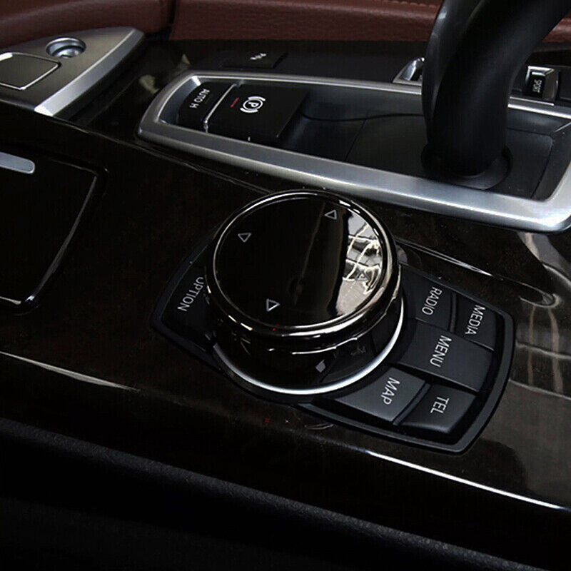 Car Big Multi Media Knob Cover iDrive Button Trim Black Fits For BMW ...
