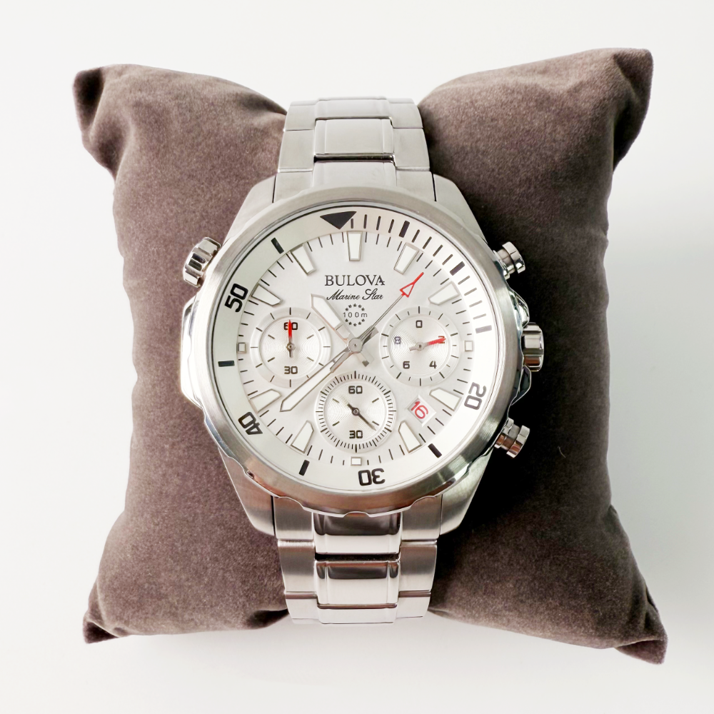 Bulova 96B255 Marine Star White Dial Stainless Steel Strap Chronograph ...