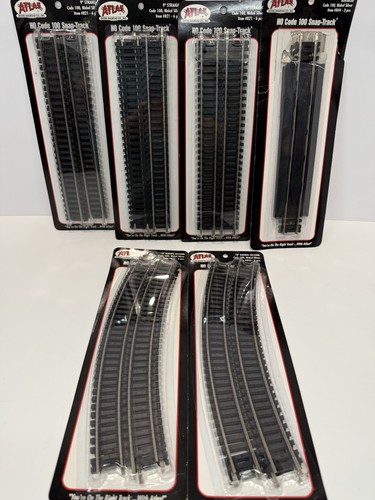 Lot of 6 Atlas HO Code 100 snap-track NEW-OPEN BOX-2-curve, 3-strg, 1 ...