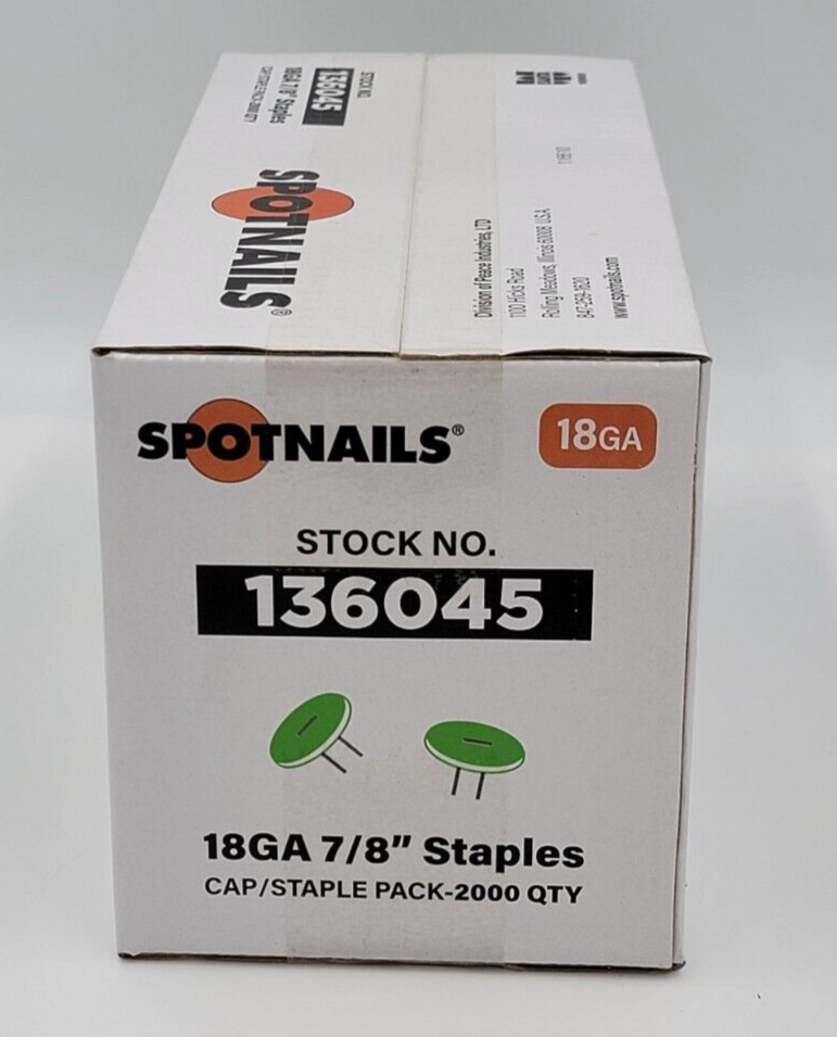 SPOTNAILS 18ga CAP/STAPLE PACK 2000 qty #136045 | eBay