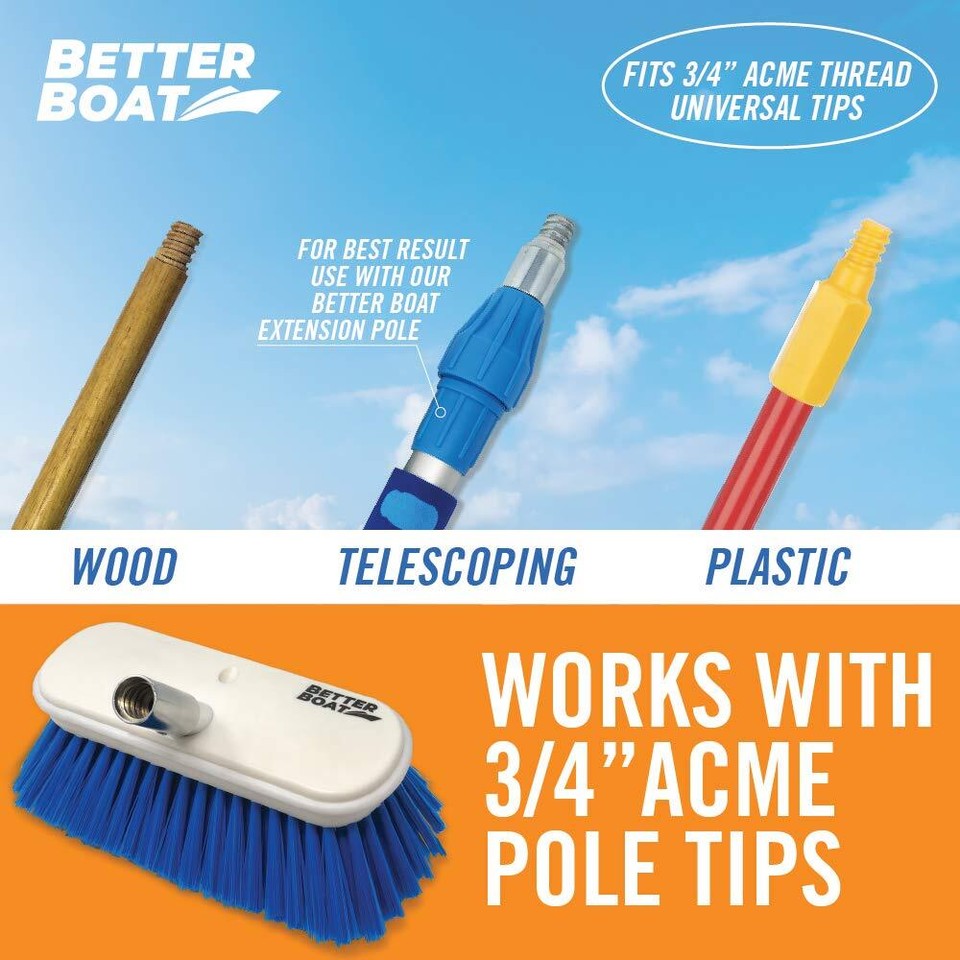 Medium Boat Deck Brush Heavy Duty & Boat Brush Head Marine Deck Brush 8 ...