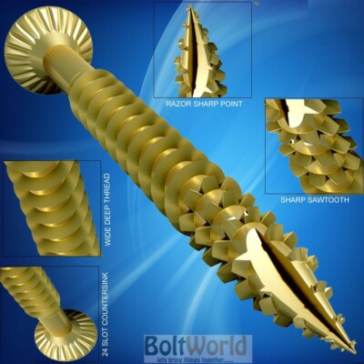 PREMIUM PERFORMANCE WOODSCREWS WOOD SCREWS COUNTERSUNK RAZOR SHARP ...