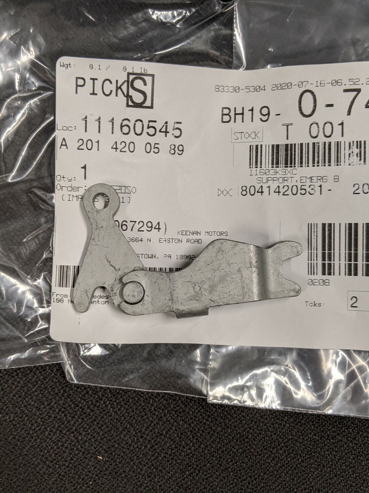 2014-2018 Mercedes-Benz Sprinter Parking Brake Shoe Support 2014200589 ...