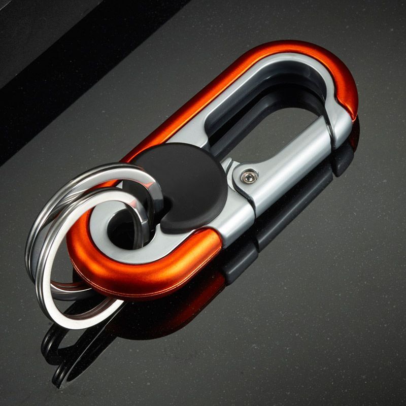 Carabiner Heavy Duty Double Ring KeyChain - locking key ring, key fob ...