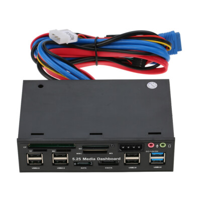 5.25" USB3.0 eSATA SATA Internal Card Reader PC Dashboard Media Front ...