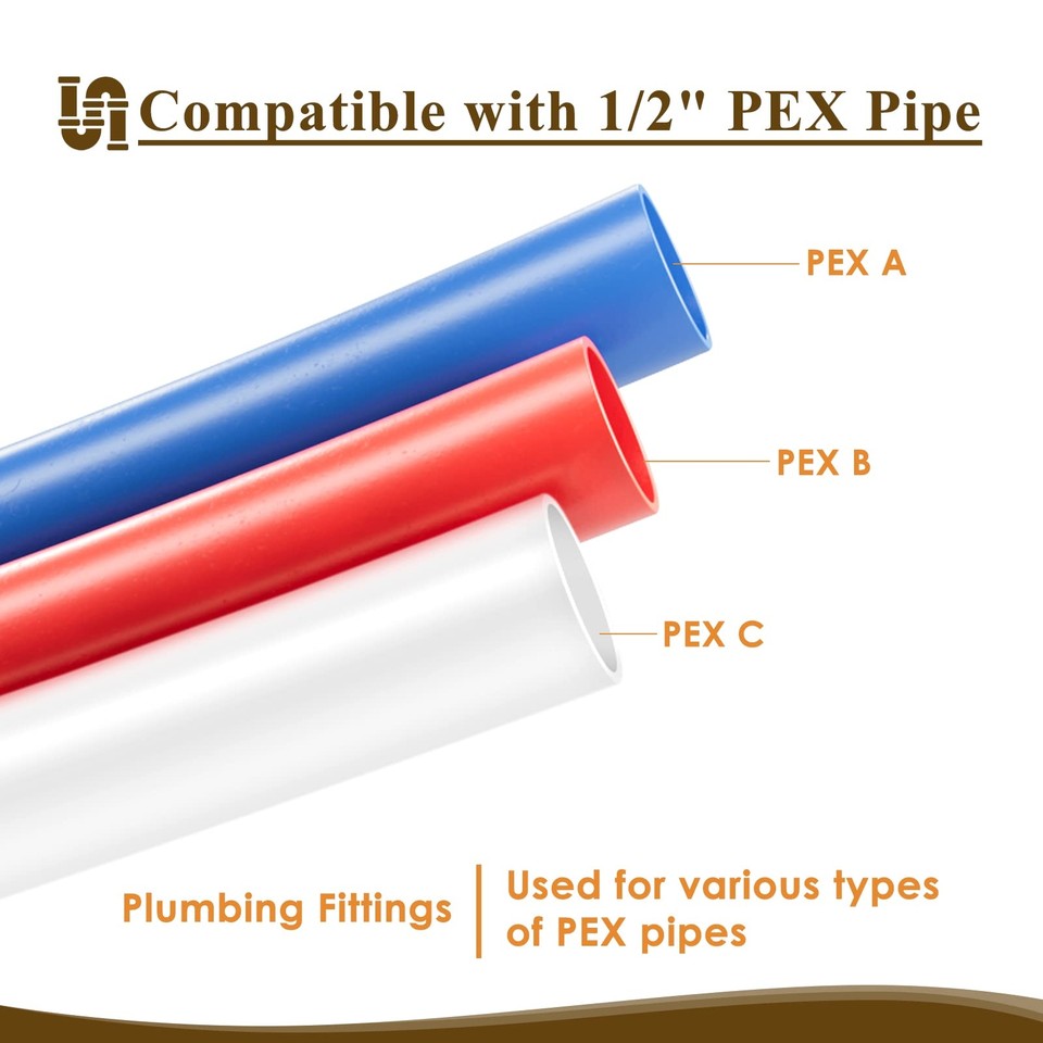 1/2" PEX 90 Degree Elbow Brass Crimp Fittings for PEX Pipes Sturdy ...