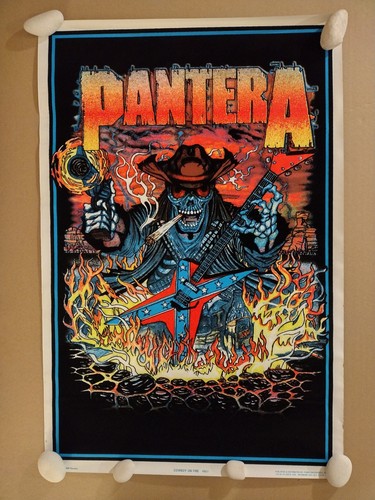 Vintage PANTERA Blacklight Poster - 1999, Cowboy on Fire, 23.5x34, NEW ...