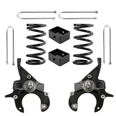 5" / 4" Drop Lowering Kit w/ Spindles & Springs For Chevy S10 2WD V6 ...