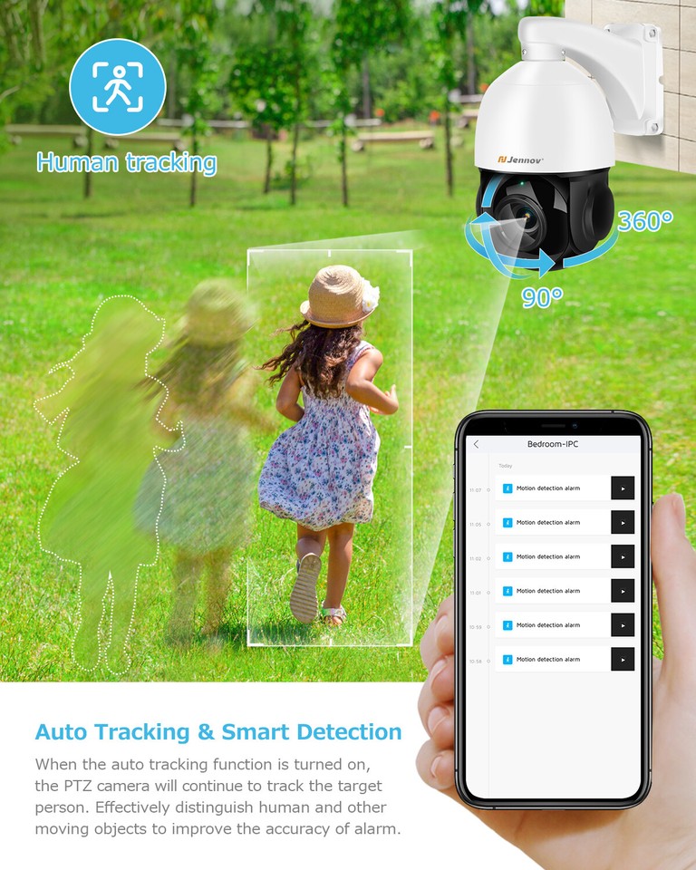 4K PoE Security Camera Auto Tracking 328ft IR Night Vision for Onvif ...