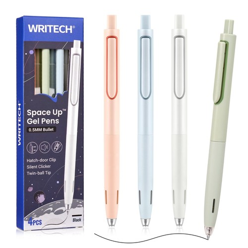WRITECH Gel Pens Fine Point: 0.5mm Retractable Black Ink Pen Smooth ...