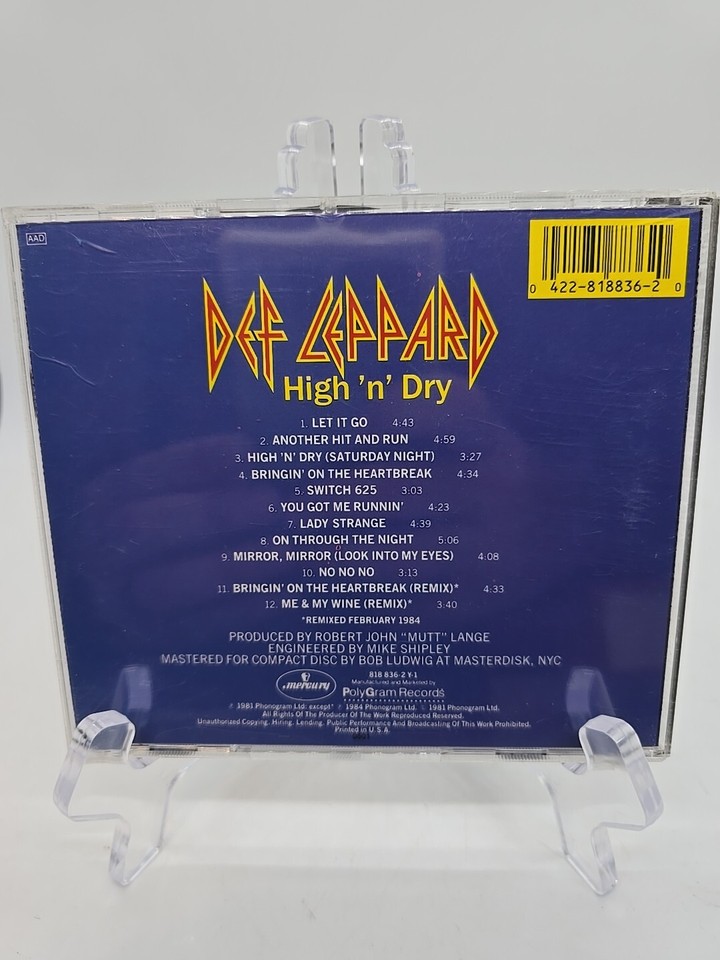 DEF LEPPARD - High ’n’ Dry CD Early Pressing Bonus Tracks Mercury 818 ...