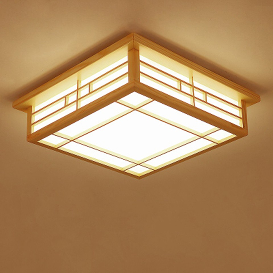 Wood Square Tatami Ceiling Light LED Chinese Japanese Grid Lamp Fixture w/Remote | eBay