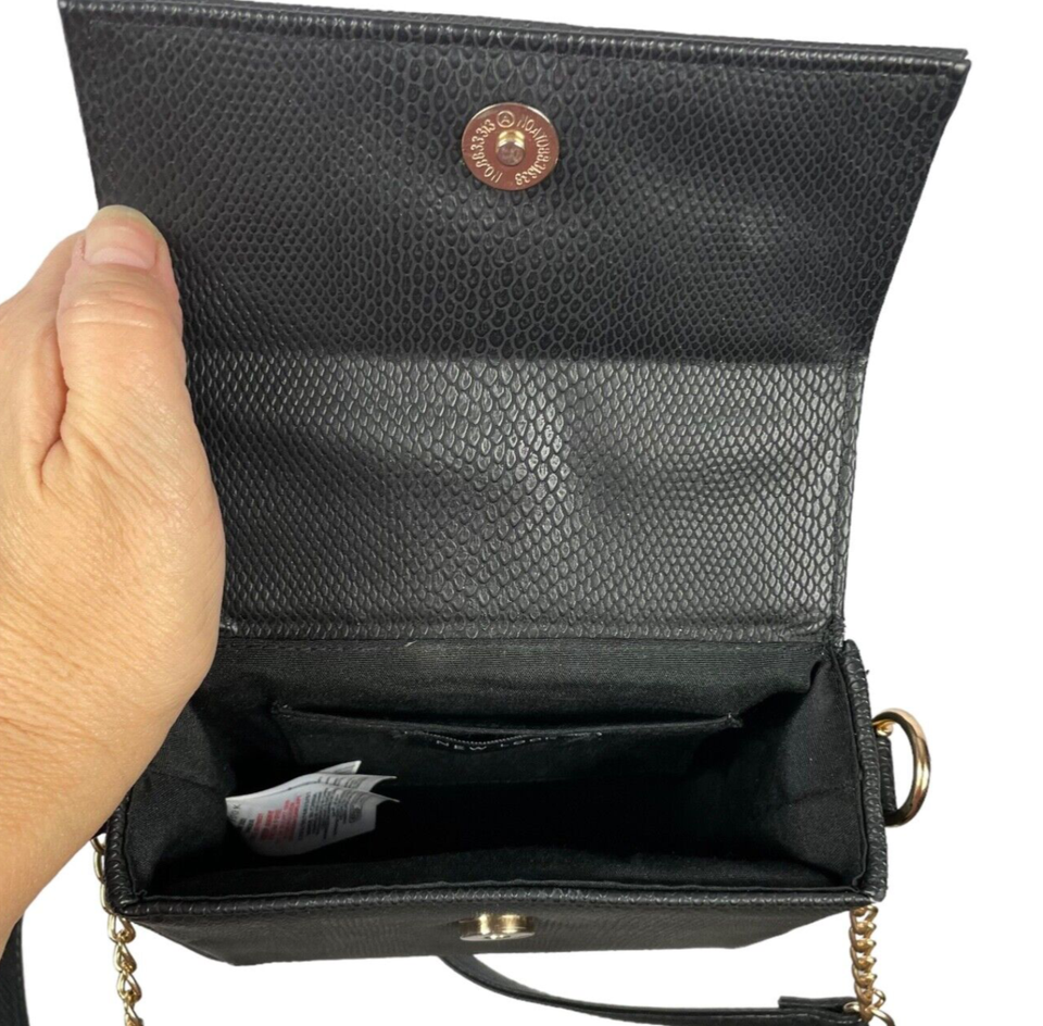 New Look Black Box Purse Bag with Gold Chain Crossbody Shoulder ...