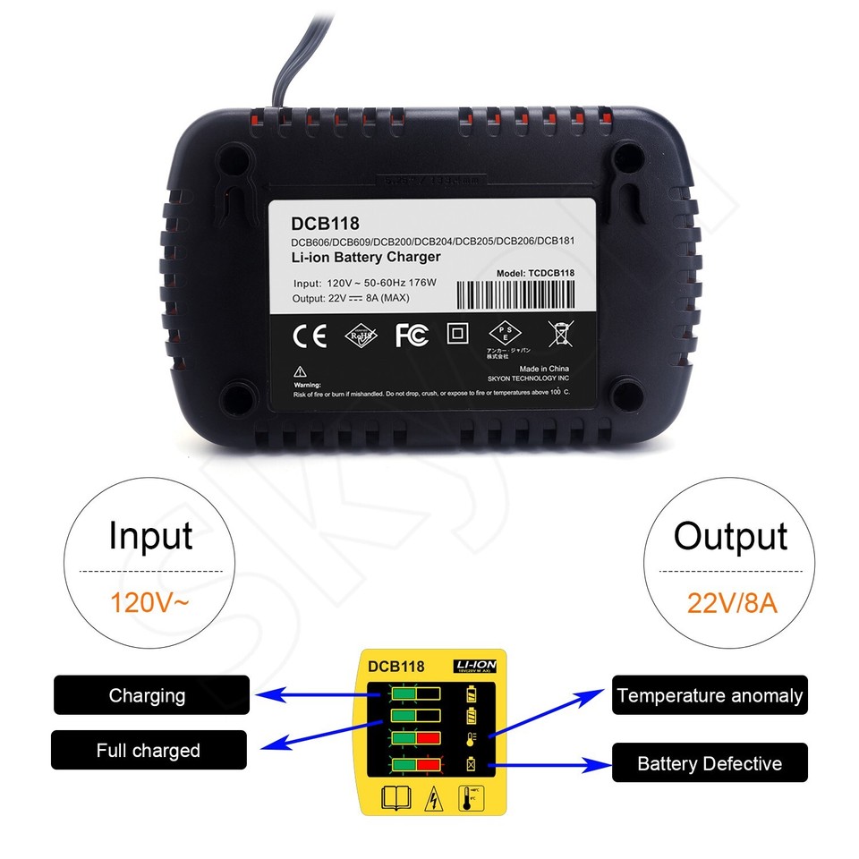 New DCB118 Charger 20V 60V Battery FAST Charger for Dewalt Flexvolt ...