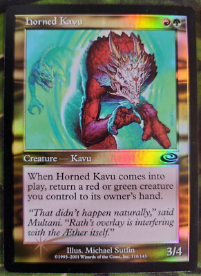 mtg magic horned kavu planeshift FOIL ENGLISH FRENCH kavru cornu 4 ...
