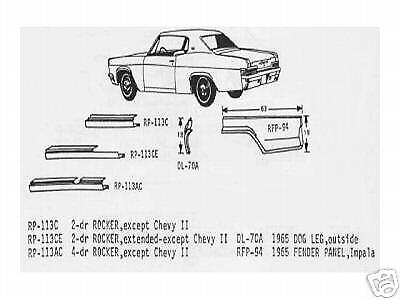 Chevy Catalina Ventura Extended 2dr Rocker Panel, Left 1965-68 Schott ...