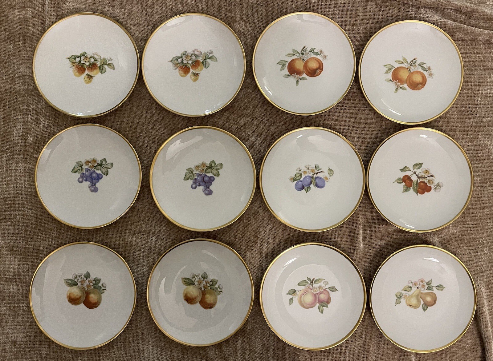 Vtg. Set Of 12 Lorenz Hutschenreuther Pasco Germany Plates Fruit Gold ...
