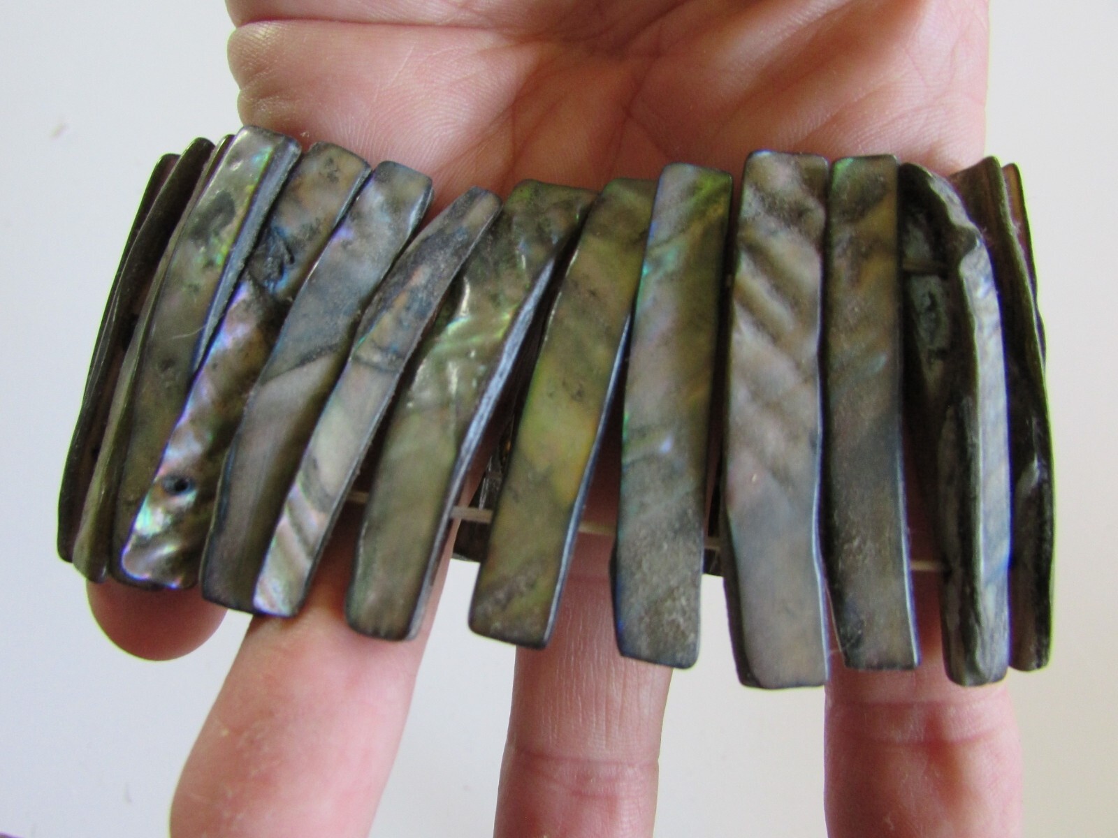 Large Elastic Paua (abolone) Shell Bracelet - stretchy | eBay