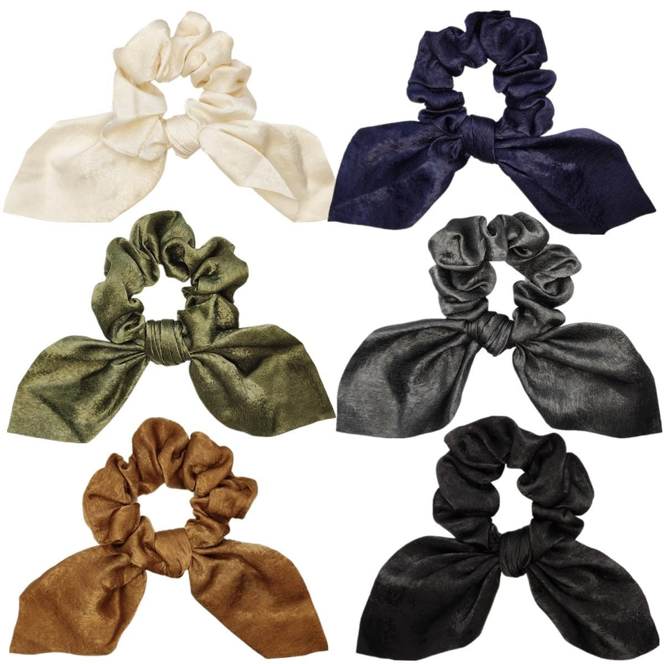 6 Pcs Silk Scrunchies and Hair Accessories - Hair Ties, Bands, Bows ...