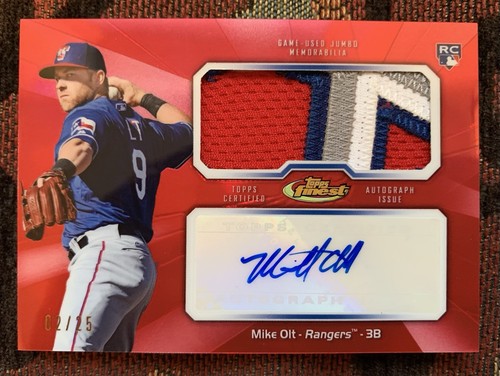 2013 Finest Red Mike Olt Jumbo Patch Auto RC 2/25 Rangers NICE SP | eBay