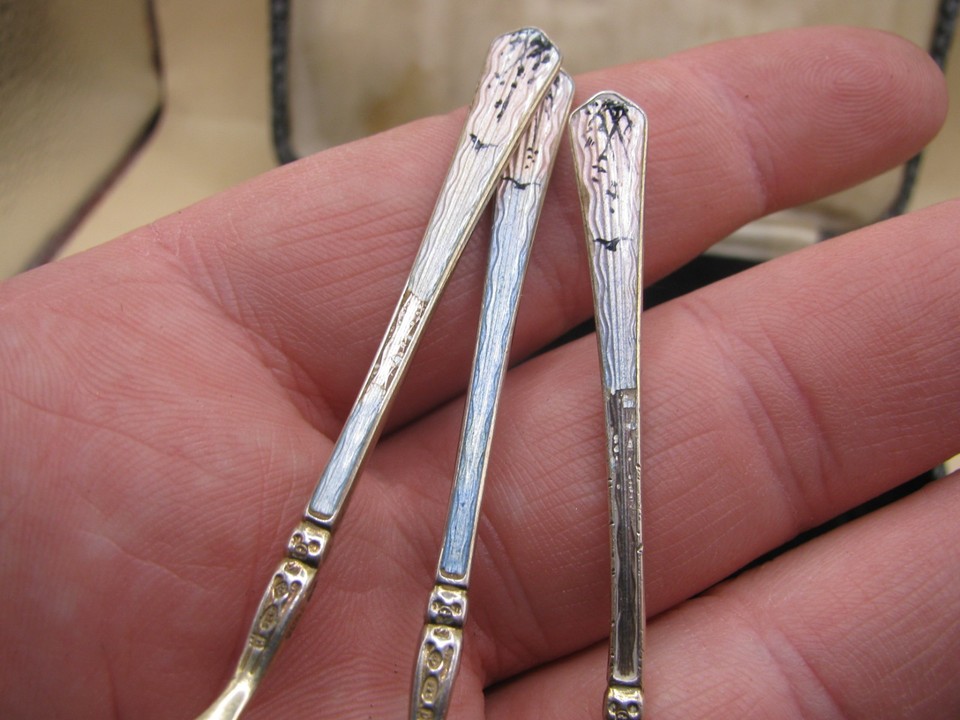 Antique London Import Hallmark Sterling Silver & Enamel Spoons NORWAY ...