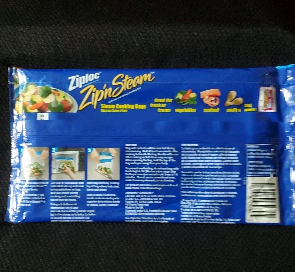 Ziploc Zip N Steam Bags Medium Pack of 10 Cooking Bags 8" x 10" | eBay
