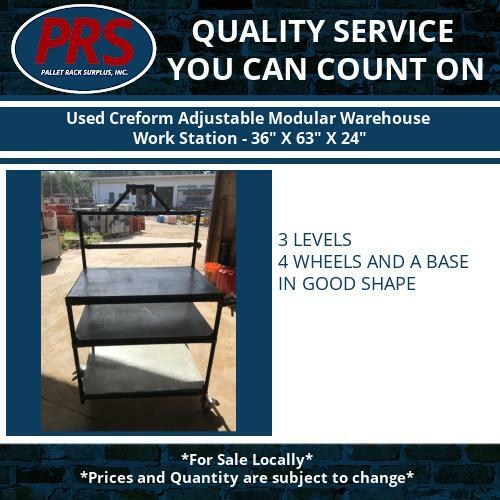 Used Creform Adjustable Modular Warehouse Work Station - 36" X 63" X 24 ...