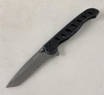 🌟Gerber EVO Mid Flipper Pocket Knife, Combo Serrated Tanto Blade, USED ...