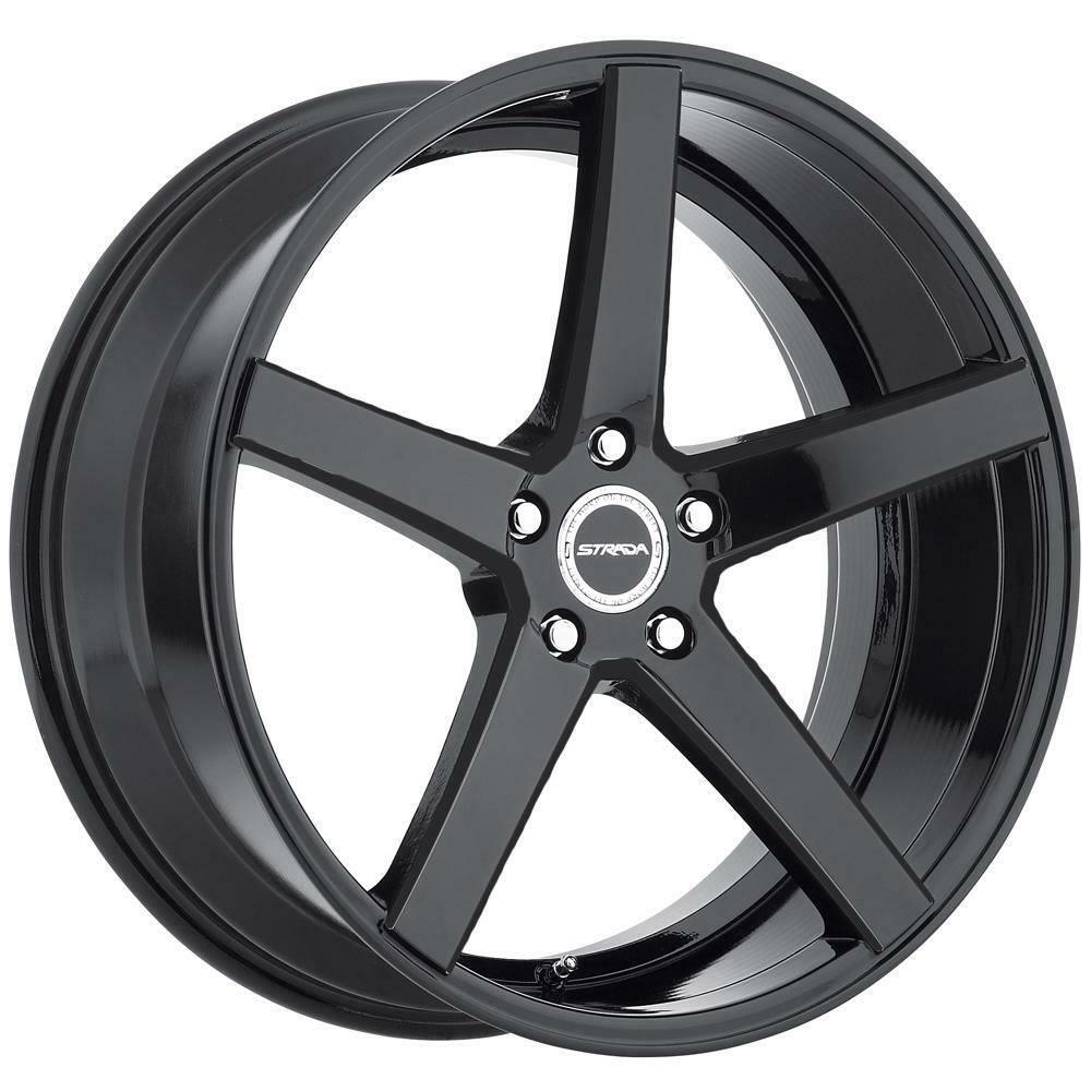 22 inch 22x9.5 Strada PERFETTO GLOSS BLACK wheels rims 5x5.5 5x139.7 ...