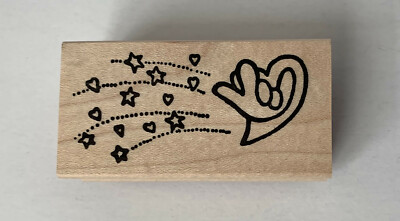 Deaf Flying ILY with Stars in ASL - Rubber Stamp - Love American Sign ...