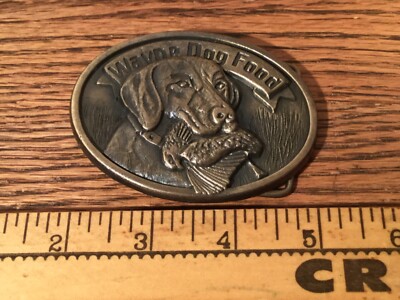 WAYNE DOG FOOD ADVERTISING BRASS BELT BUCKLE 1984 EXCELLENT CONDITION ...