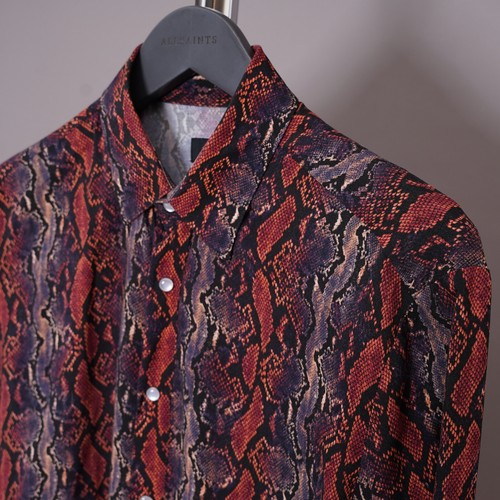 PHIX Pearl Snap Snake Print Shirt Mens Medium 80s Glam Rock Band ...