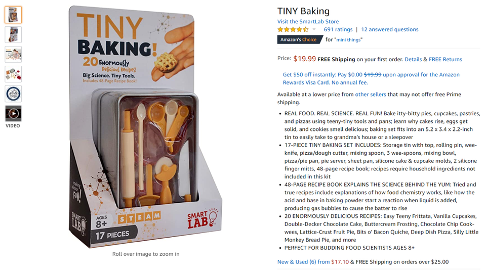 SmartLab Toys TINY Baking with 20 Delicious Tiny Recipes Big Science. Tiny Tools | eBay