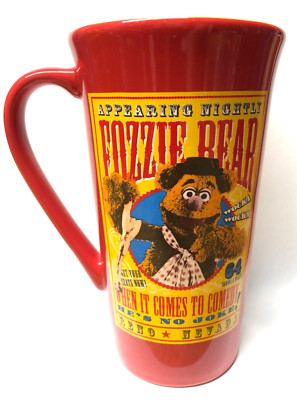 FOZZIE BEAR MUG Muppets coffee Disney Store tall 20 oz red Reno Nevada ...