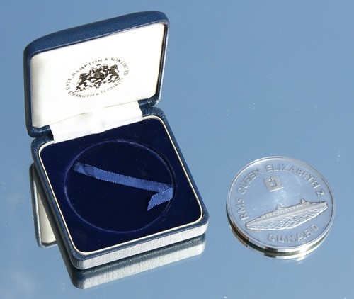 CUNARD LINE RMS QUEEN ELIZABETH 2 QE2 SILVER MAIDEN VOYAGE ERA VARIANT ...