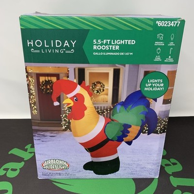 5.5 FT Rooster In Santa Suit Christmas Airblown Inflatable Lighted Yard ...