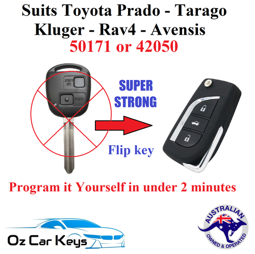 for TOYOTA 50171 45020 REMOTE FLIP KEY FOB KLUGER TARAGO RAV4 AVENSIS ...