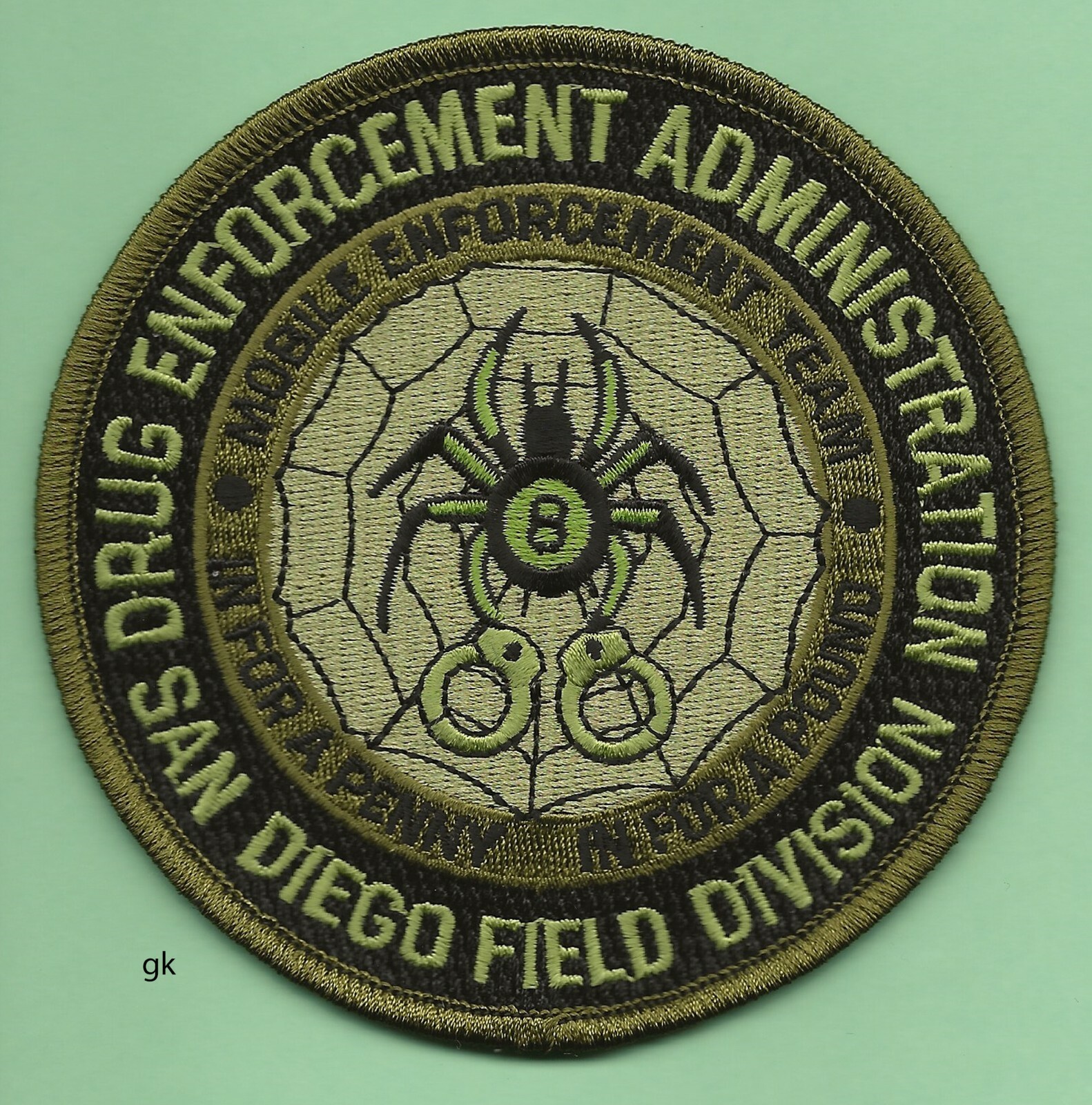 SAN DIEGO CALIFORNIA DEA FIELD DIVISION SHOULDER PATCH SUBDUED GREEN | eBay