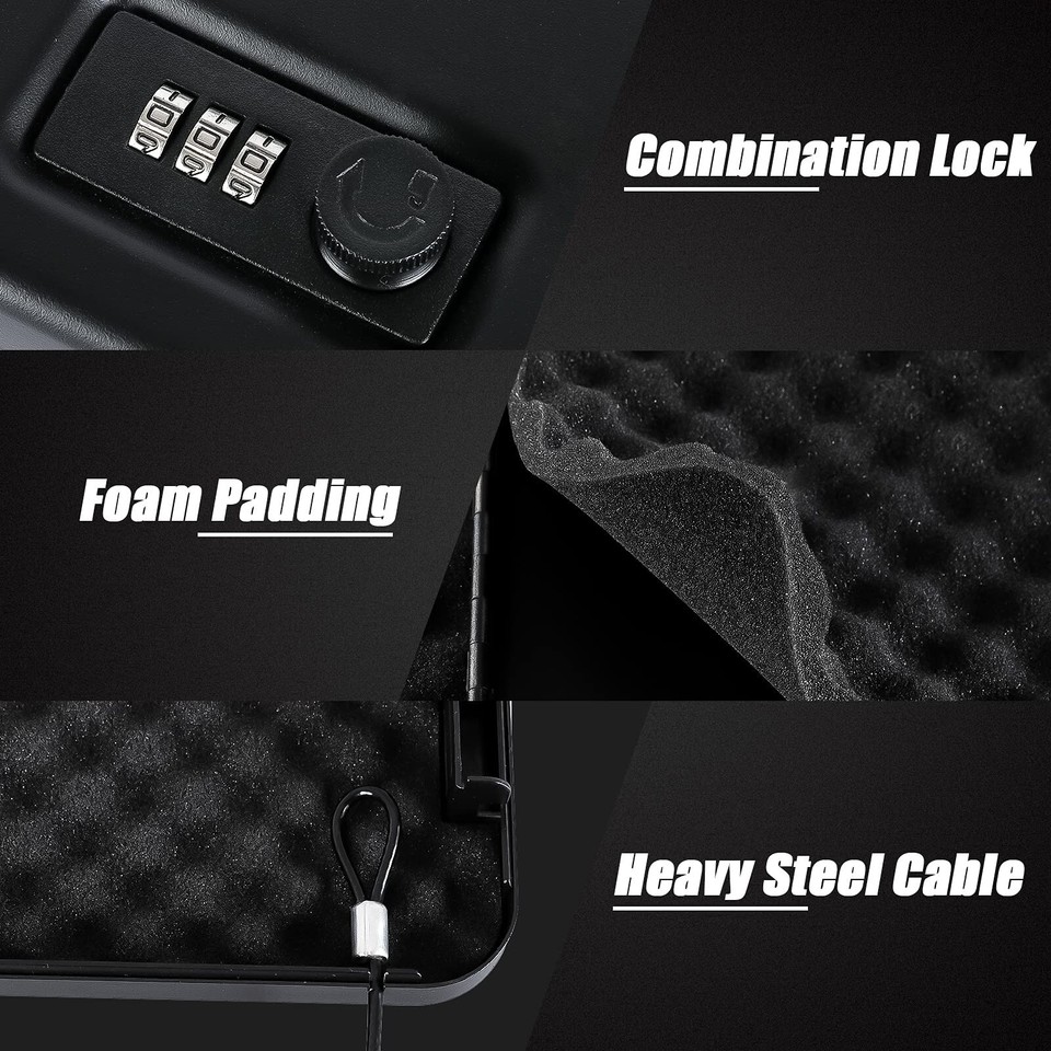 Car Gun Safe for Pistols, Gun Lock Box with Combination Lock, Handgun ...