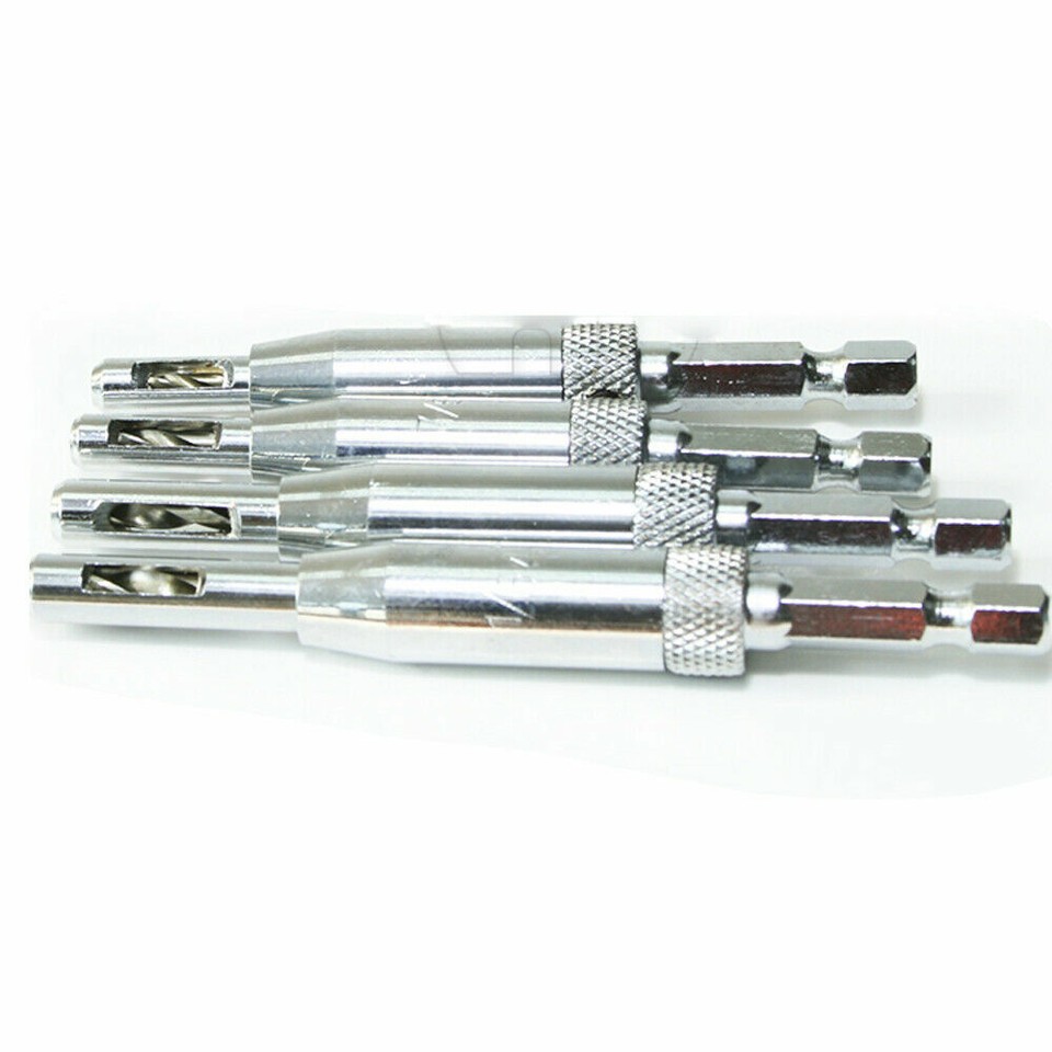 4/8x Self-Centering Drill Bit Hex Shank Pilot Door Drawer Hinge Hole ...