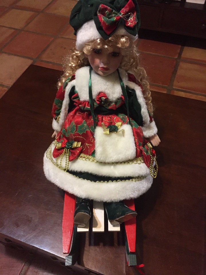 Dan Dee Porcelain Doll Holiday Edition w/ Sled | eBay