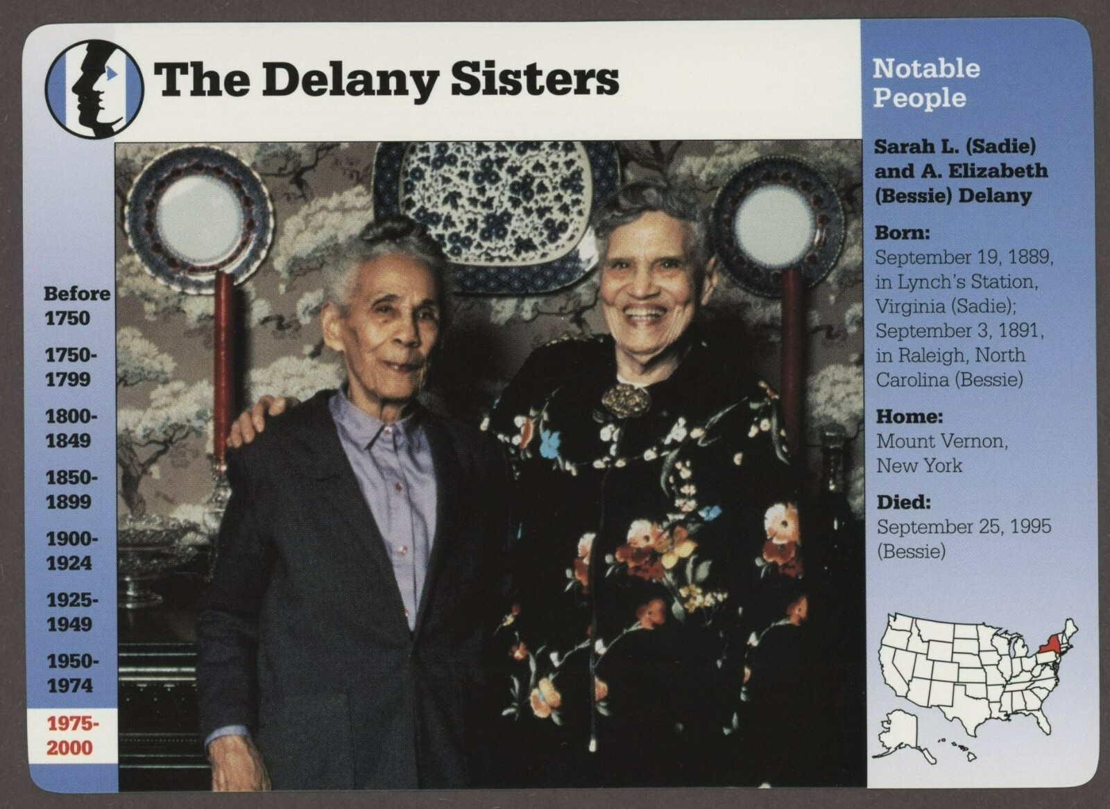 The Delany Sisters Grolier Story of America History Card Notable People ...