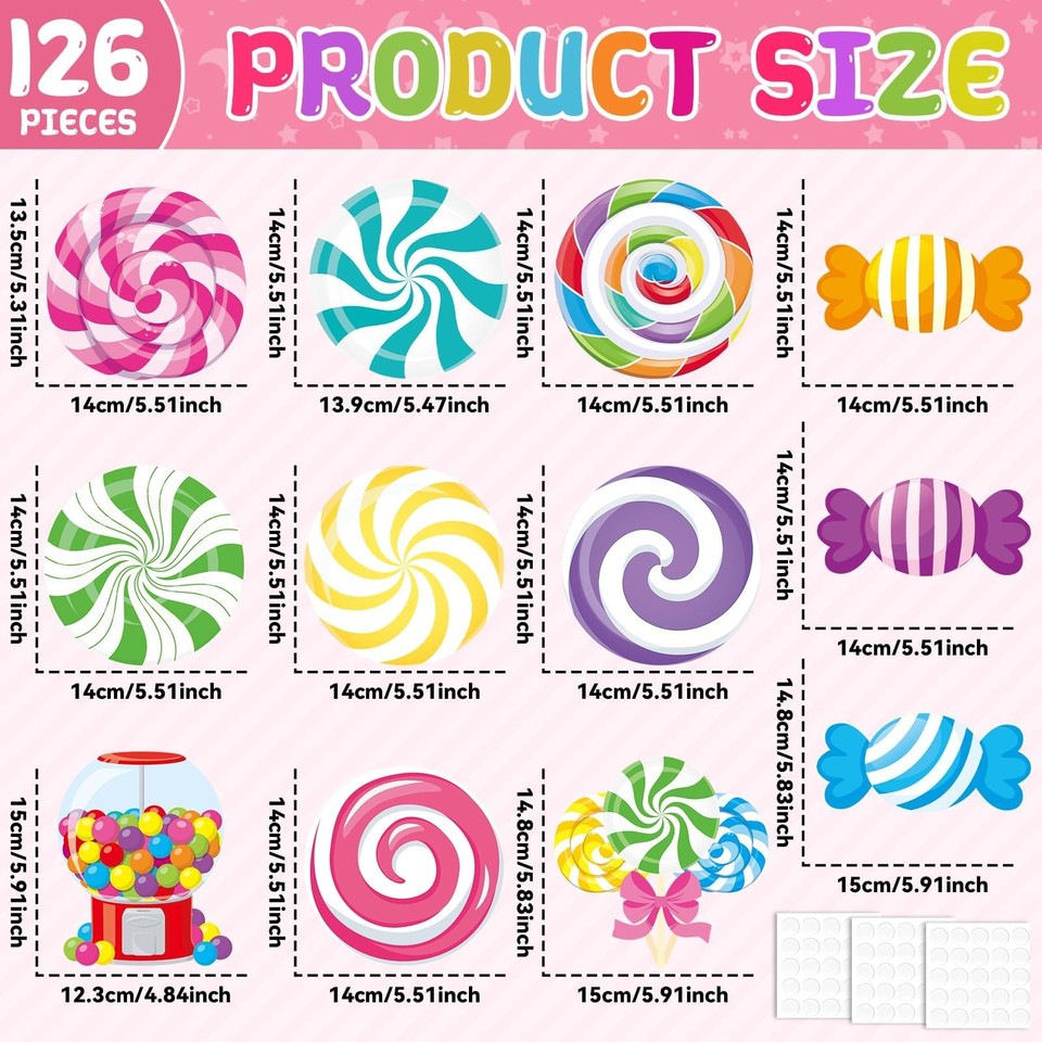 120Pcs Christmas Candy Bulletin Board Decorations Set Candyland Party ...